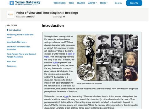Texas Gateway Point Of View And Tone English Ii Reading Unit Plan For 10th Grade Lesson Planet
