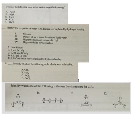 Solved Which Of The Following Ionic Solids Has The Largest