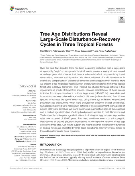 Pdf Tree Age Distributions Reveal Large Scale Disturbance Recovery Cycles In Three Tropical