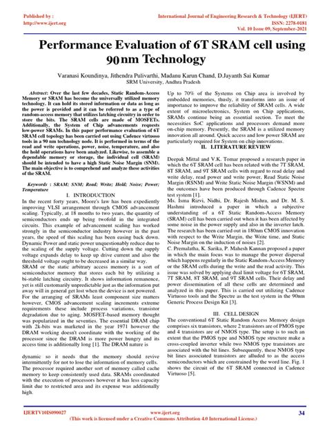 Performance Evaluation Of 6t Sram Cell Using 90 Nm Technology