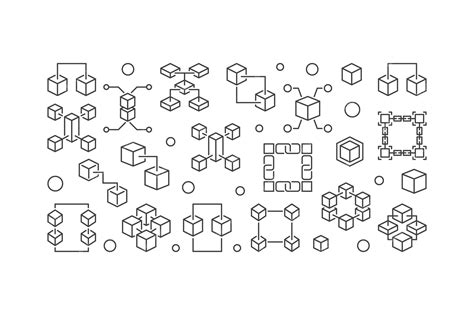 Premium Vector Blockchain Vector Outline Horizontal Minimal Illustration