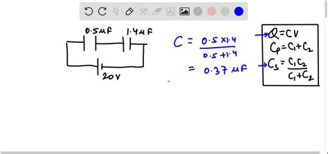 Solved A 0 50 μf And A 1 4 μf Capacitor C1 And C2 Respectively Are Connected In Series To A