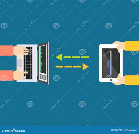 data transfer concept communication between devices stock vector