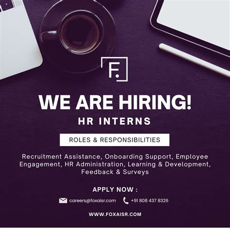 Hiring Hrintern Internship Hrjobs Startupjobs Foxaisr Careergrowth Foxaisr