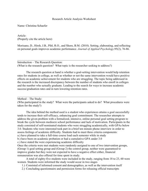 Goal Setting And Academic Performance Research Analysis