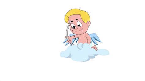 Cute Cupid On A Cloud Shoot Love Arrow In The Sky 38596705 Stock Video