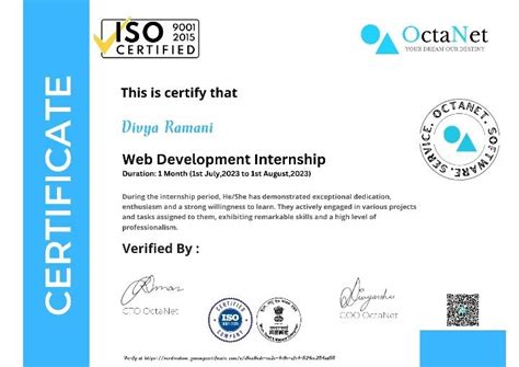 divya ramani on linkedin octanet octanetinternship webdeveloper