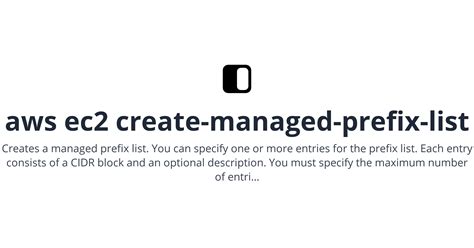 Aws Ec2 Create Managed Prefix List Fig