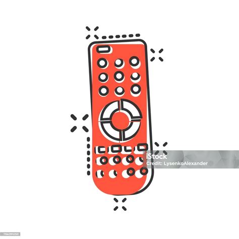만화 스타일의 원격 제어 아이콘입니다 흰색 고립 된 배경에 적외선 컨트롤러 벡터 만화 그림입니다 Tv 키패드 비즈니스 컨셉 스플래시 효과 리모콘에 대한 스톡 벡터 아트 및