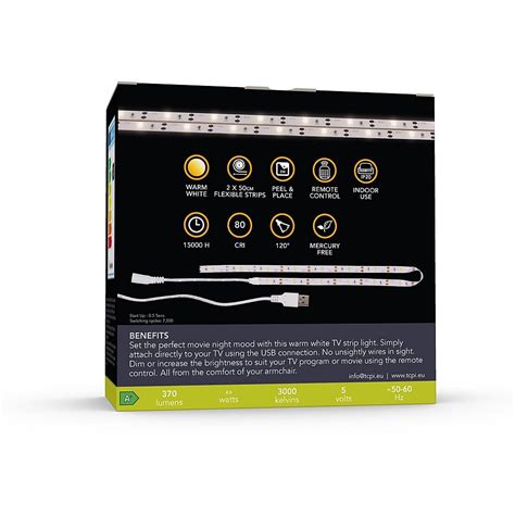 TCP LED Remote USB TV Strip Light Warm White 1m Homebase