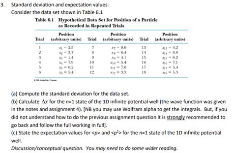 Solved 3 Standard Deviation And Expectation Values