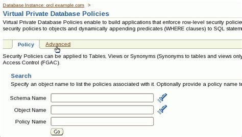 virtual private database policy groups