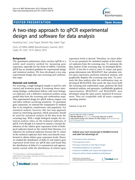 Pdf A Two Step Approach To Qpcr Experimental Design And Software For
