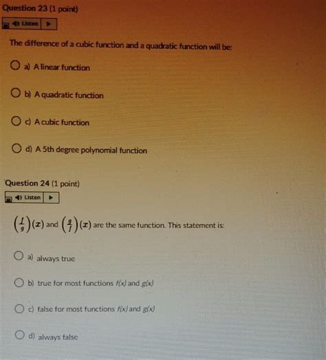 Solved The Difference Of A Cubic Function And A Quadratic Chegg Com