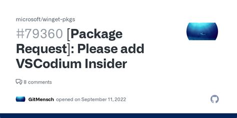 [package Request] Please Add Vscodium Insider · Issue 79360