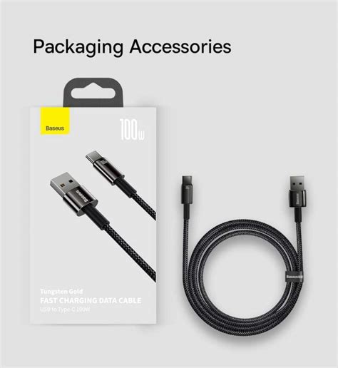 Promo BASEUS Kabel Data USB Type C 100W Black TUNGSTEN GOLD Fast Charging Diskon 30 Di Seller