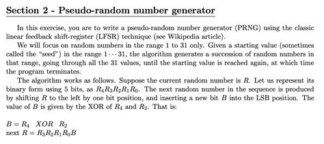Solved In This Exercise You Are To Write A Pseudo Random Chegg