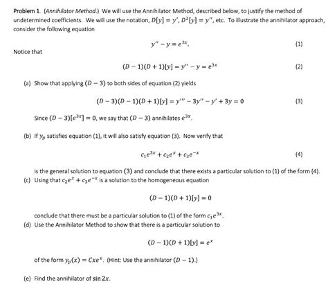 solved problem 1 annihilator method we will use the