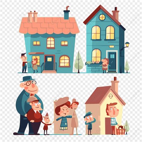 Kapitbahay Clipart Pamilya Ng Mga Tao Na Nagpapakita Ng Kanilang Mga