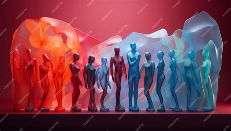 Premium Photo A 3d Poster Showing A Series Of Small Translucent Human