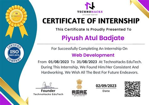 piyush badjate on linkedin internship html5 css3 javascript