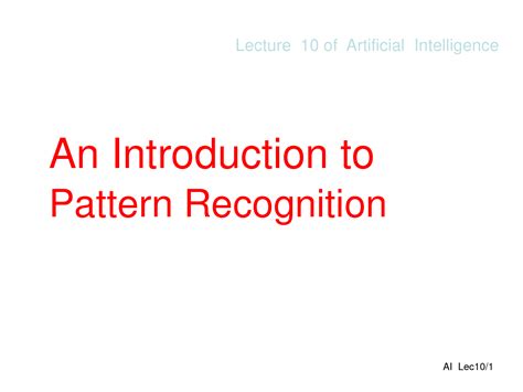 Solution Introduction To Pattern Recognition Artificial Intelligence