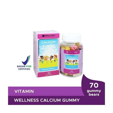 Wellness Calcium Gummy Vitamin Vit D Kalsium Kepadatan Tulang Sendi
