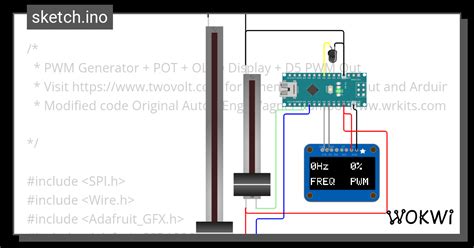 Pwm Generator Pot Oled Display D5 Pwm Out O Wokwi Esp32 Stm32 Arduino Simulator