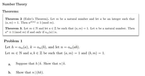 solved number theory theorems theorem 2 euler s theorem