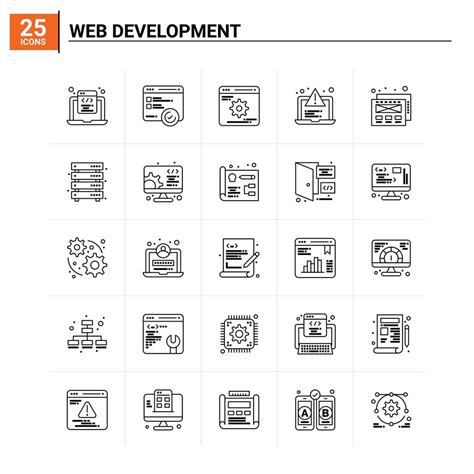 25 Web Development Icon Set Vector Background 18001186 Vector Art At