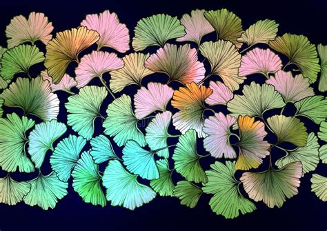 Ginkgo Biloba Leaves Seamless Pattern Background Stock Vector Illustration Of Manufacture