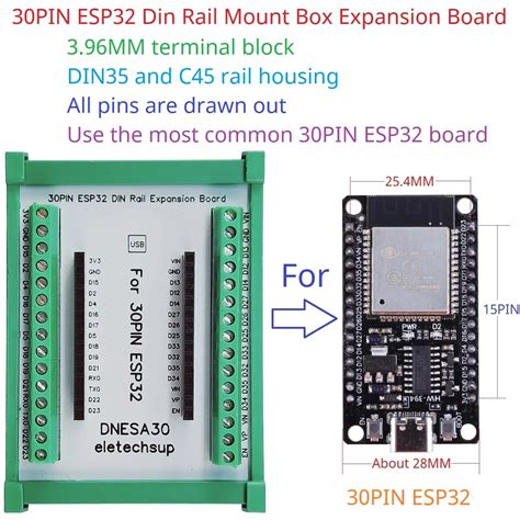 30pin Esp32 Devkit V1 Din Rail Expansion Board 3 96 Terminal Screw