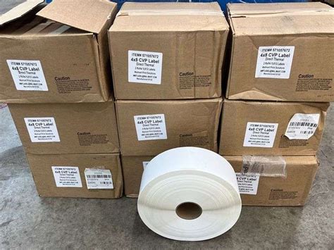 18 Rolls Of Direct Thermal Cvp Labels 2 806 Labels Per Roll Earls Auction Company
