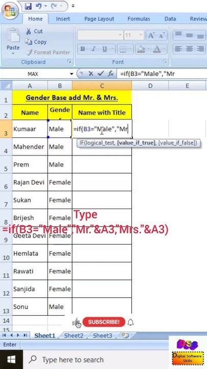 how to add mr and mrs in excel youtube