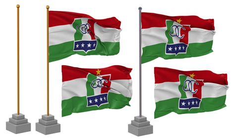 Once Caldas Sa Football Flag Waving Different Style With Stand Pole Isolated 3d Rendering