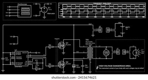 Vector Drawing Electrical Circuit Oscilloscope Voltmeter Stock Vector Royalty Free 2415674621