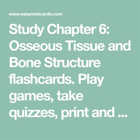Chapter Osseous Tissue And Bone Structure Flashcards