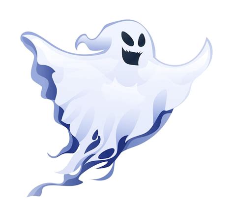 날아다니는 유령 캐릭터 할로윈 공포스러운 신비한 유령 터 만화 일러스트레이션 프리미엄 벡터