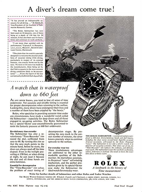 1955 Rolex Submariner Ad Watches For Men Rolex Watches Rolex Submariner