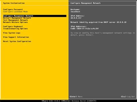 VMware ESXi 8 Initial Settings Configure Networking Server World