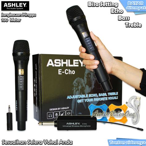 Mic Wireless Ashley E Cho Microphone Vokal Bisa Atur Echo Bass Treble