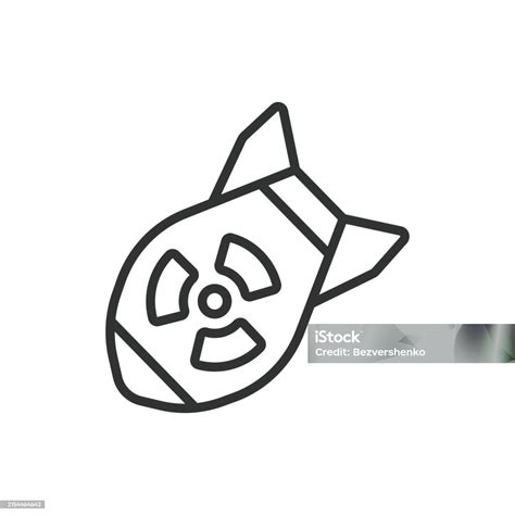 핵무기 라인 디자인 핵 무기 폭탄 미사일 폭발 탄두 원자 백색 배경 벡터 핵무기 편집 가능한 획 아이콘입니다 군비 축소에 대한 스톡 벡터 아트 및 기타 이미지 Istock