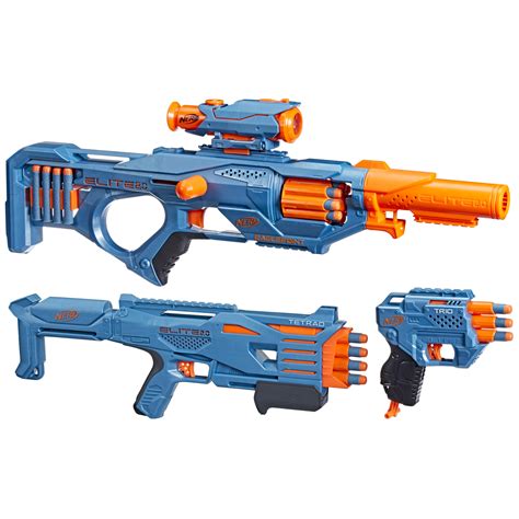 Nerf Elite 20 Blaster Pack With 3 Dart Blasters Detachable Scope