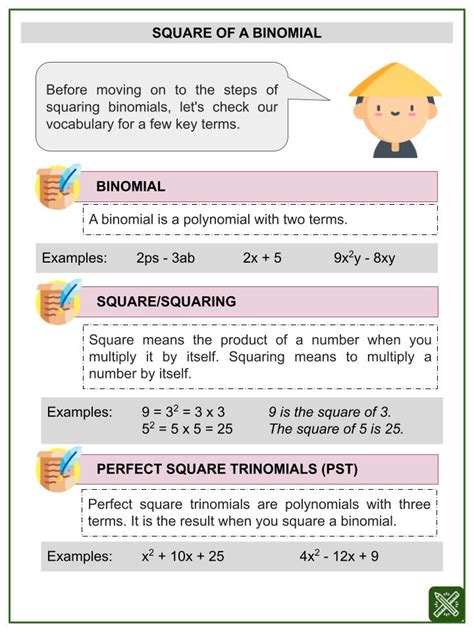 Square Of A Binomial Wonders Of The World Math Worksheets Worksheets