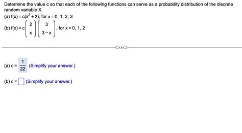 Solved Determine The Value C So That Each Of The Following Chegg Com