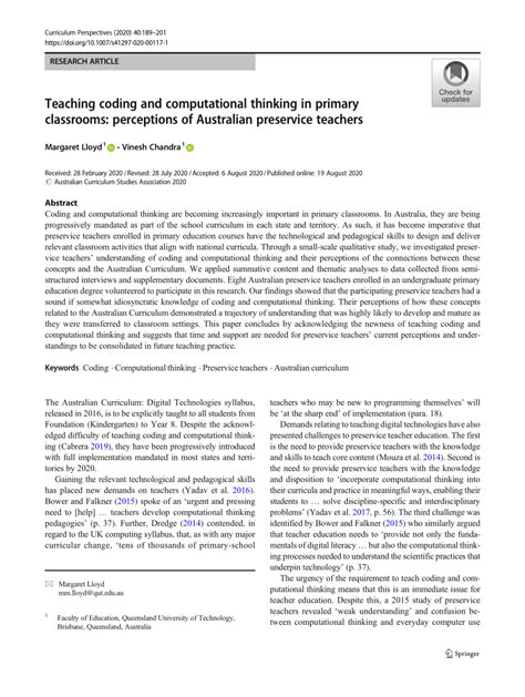 Pdf Teaching Coding And Computational Thinking In Primary Classrooms