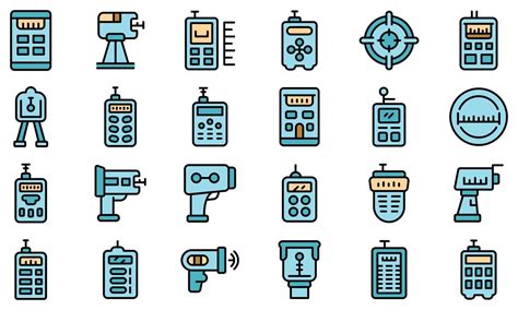 Laser Meter Icons Set Line Color Vector 8549707 Vector Art At Vecteezy