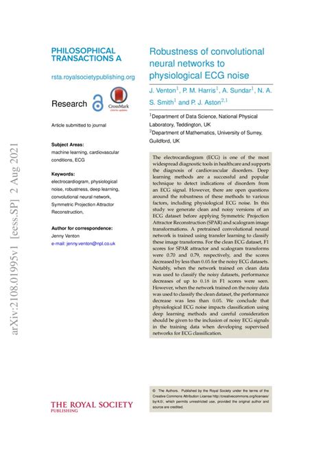 Robustness Of Convolutional Neural Networks To Physiological Ecg Noise Deepai