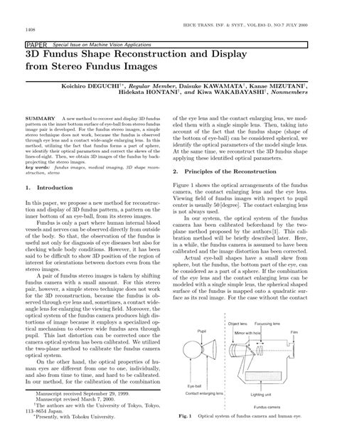 Pdf 3d Fundus Shape Reconstruction And Display From Stereo Fundus Images