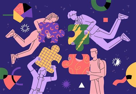 퍼즐 조각 배경을 연결하는 사람들 무료 벡터